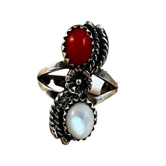 Native American | Jewelry | Sterling Silver Mother Of Pearl And Coral ...